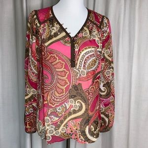 Cache | Tops | Cach Semisheer Paisley Type Print Top | Poshmark